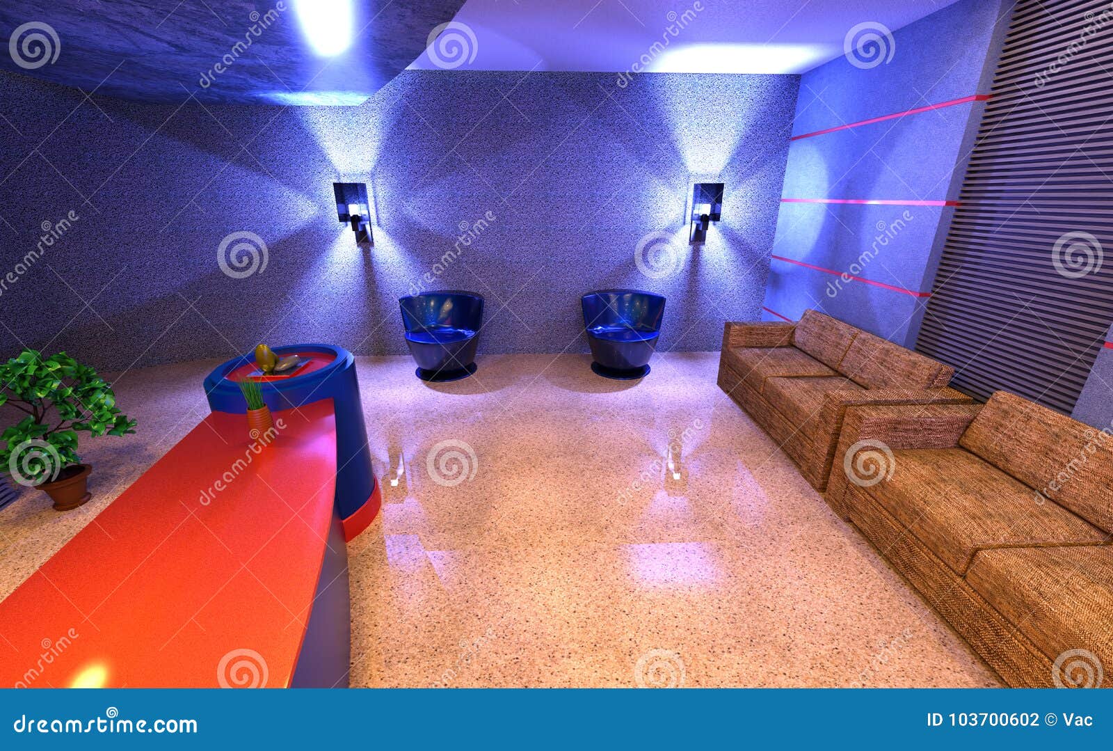 3D Rendering Hotel Reception Interior Stock Illustration - Illustration ...