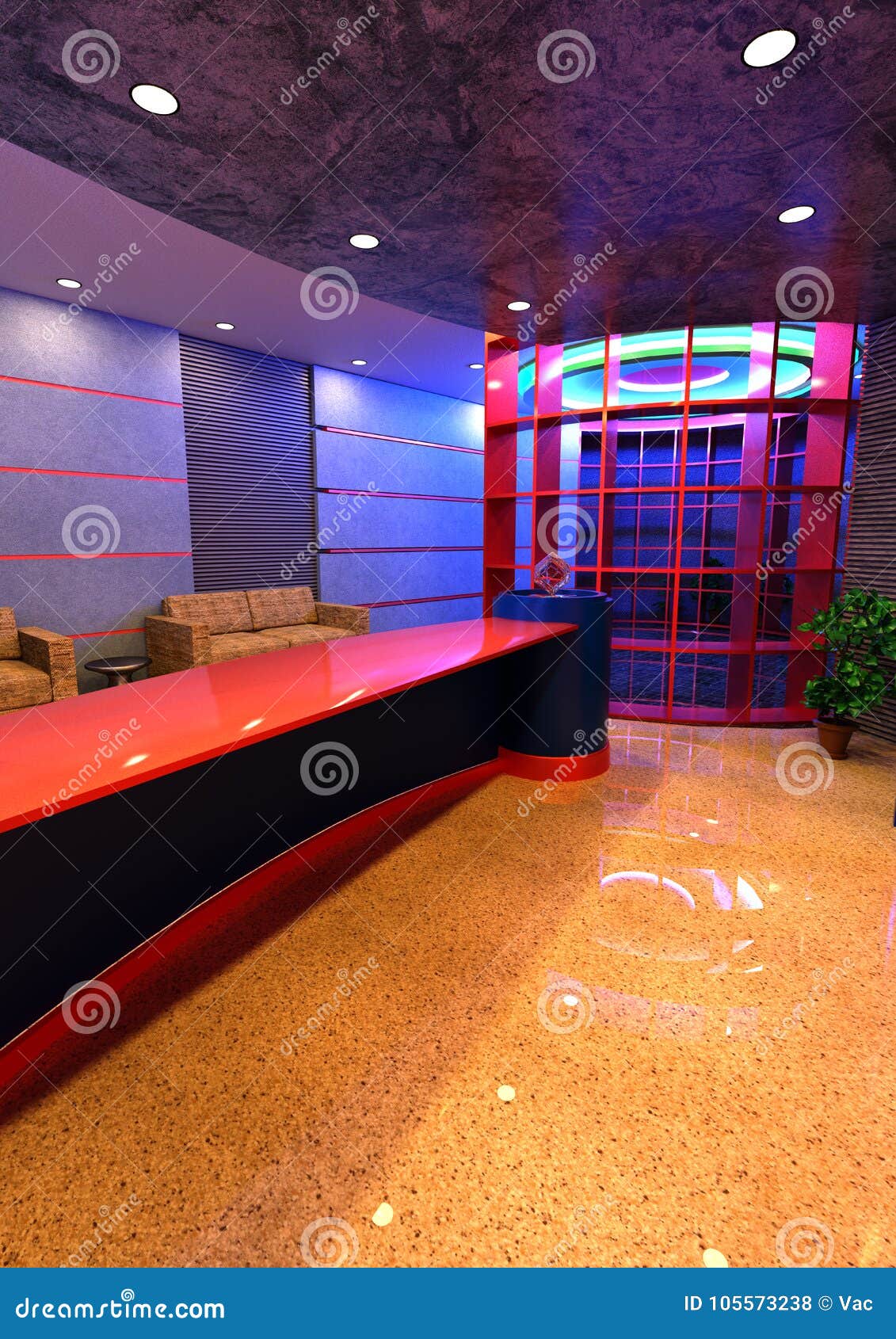 3D Rendering Hotel Reception Interior Stock Photo - Image of rendering ...