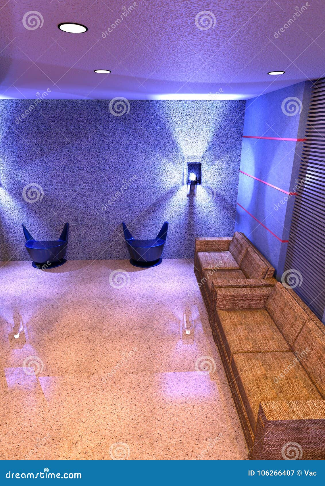 3D Rendering Hotel Waiting Area Interior Stock Image - Image of design ...