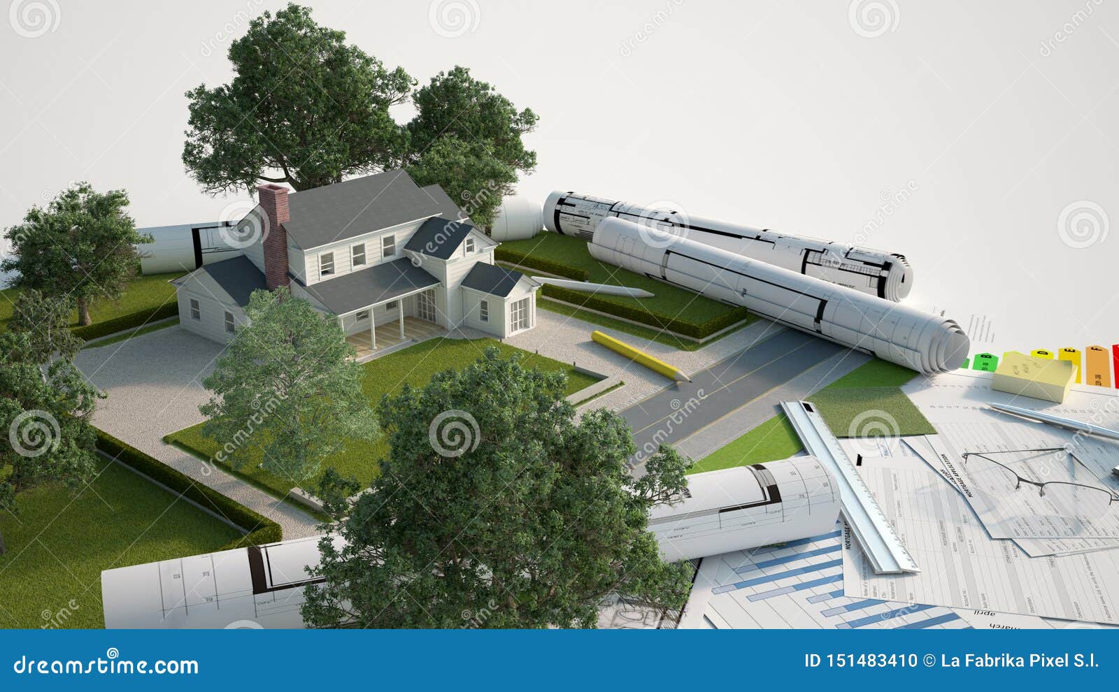 Architecture and Landscape Model Project Stock Illustration ...
