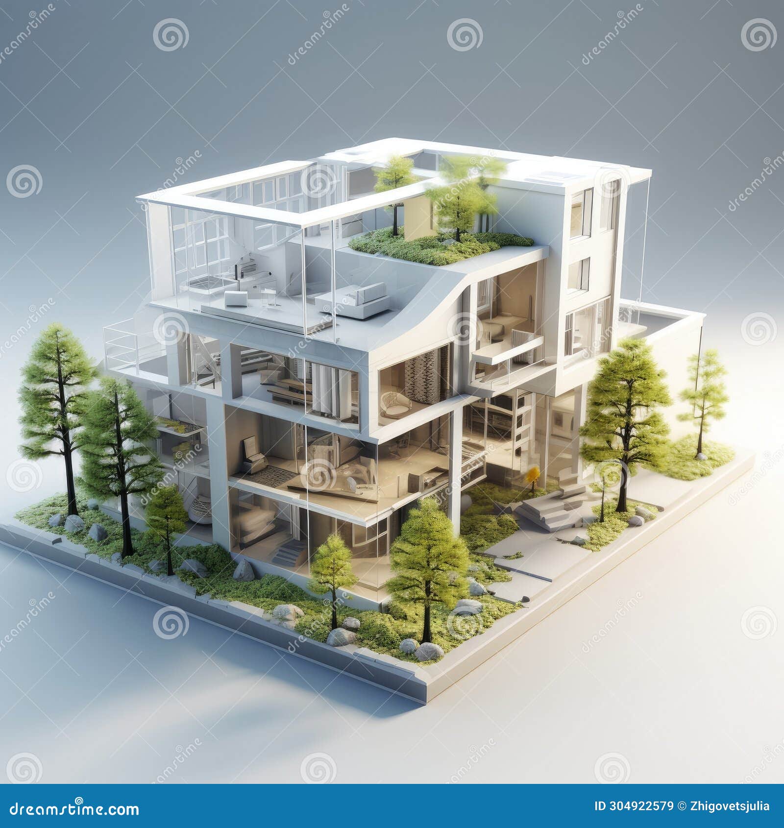 Ai, AI Generated 3D Rendering of House, Architecture Draft of Luxury ...