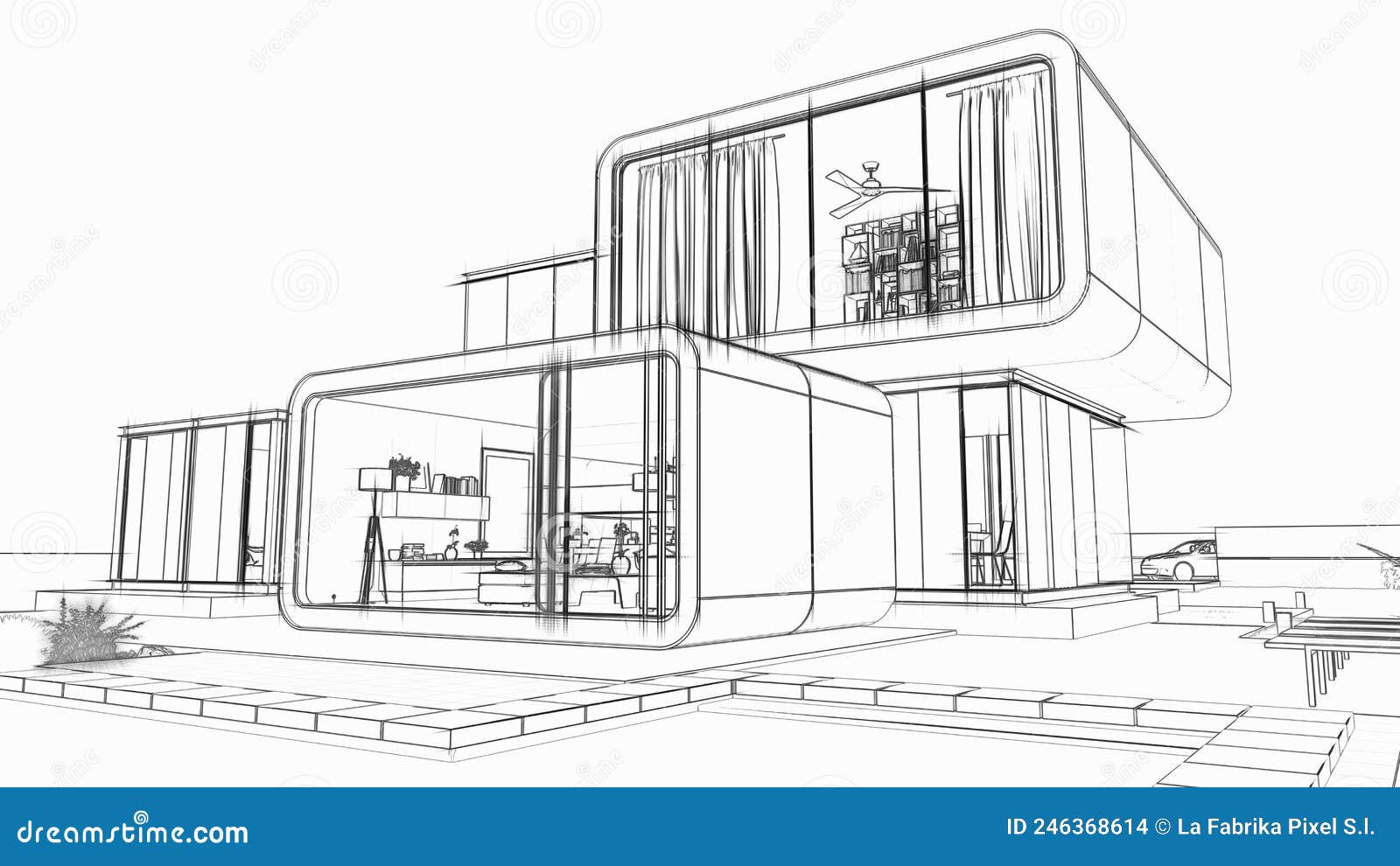 Architect Draft, Modern House Royalty-Free Stock Image | CartoonDealer ...