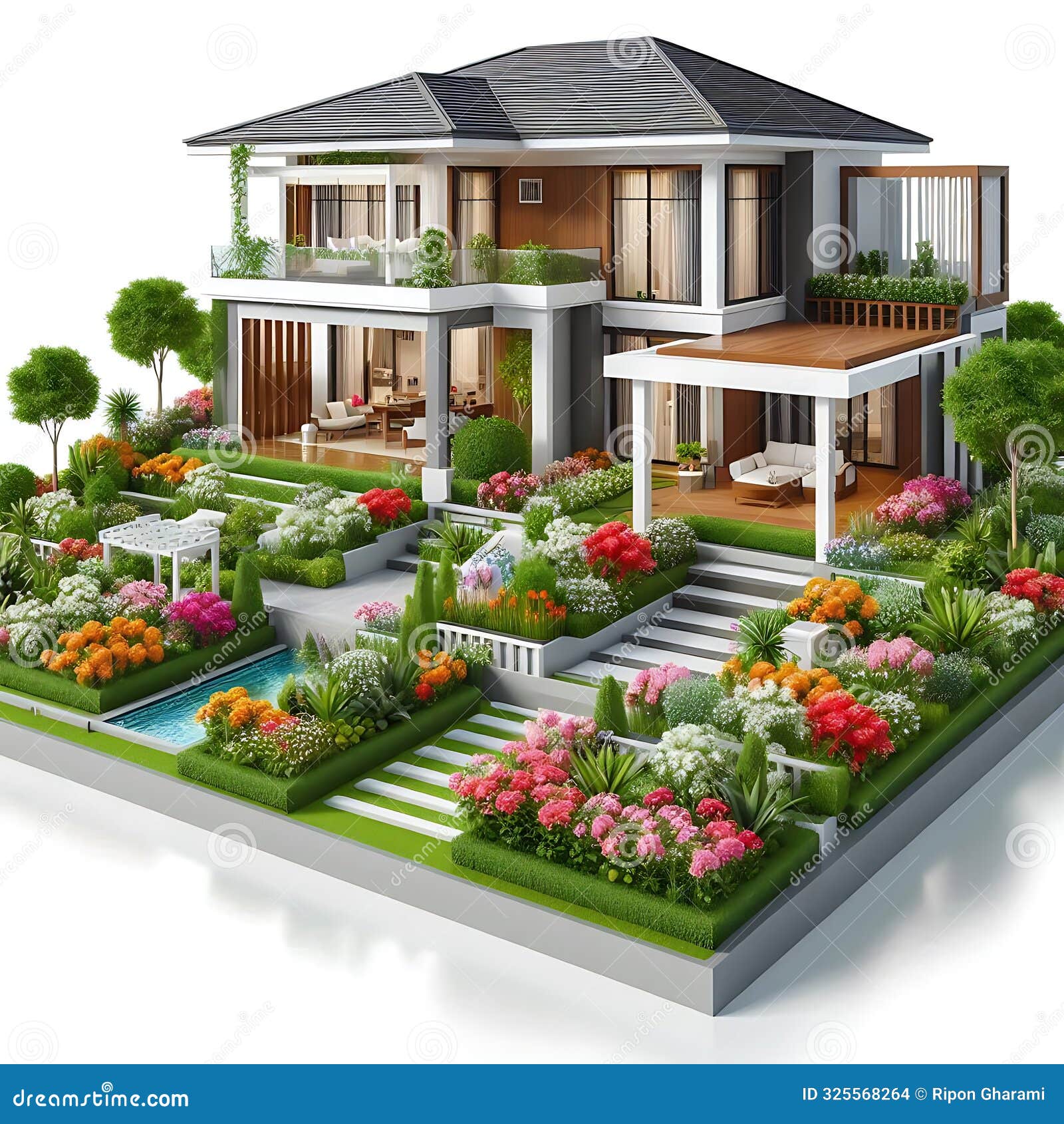 3D Rendering of House Exterior with Clipping Path. 3D Rendering of ...