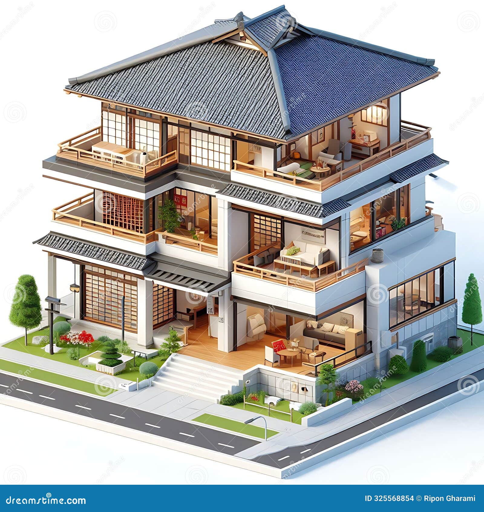 3D Rendering of House Exterior with Clipping Path. 3D Rendering of ...