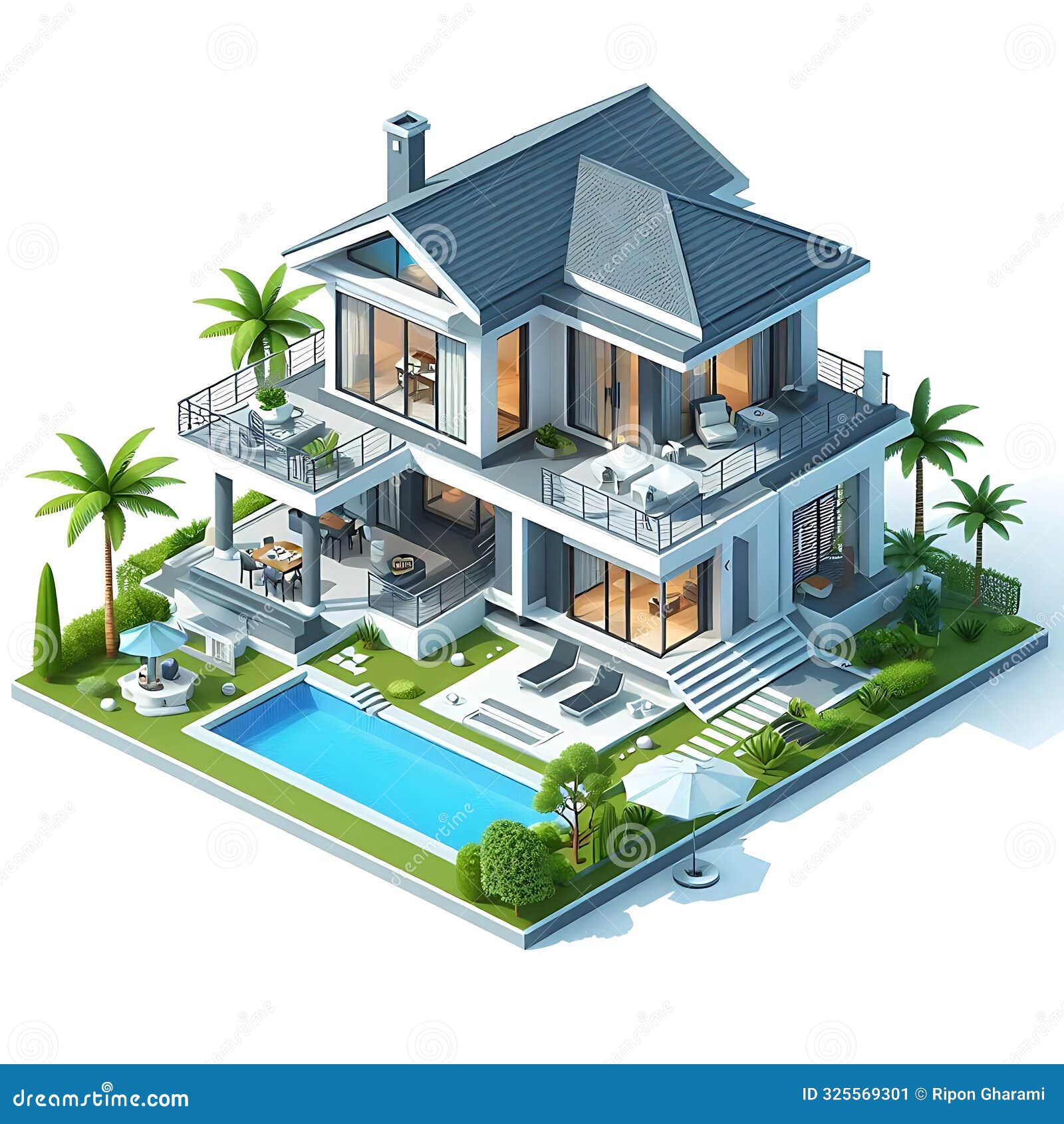 3D Rendering of House Exterior with Clipping Path. 3D Rendering of ...