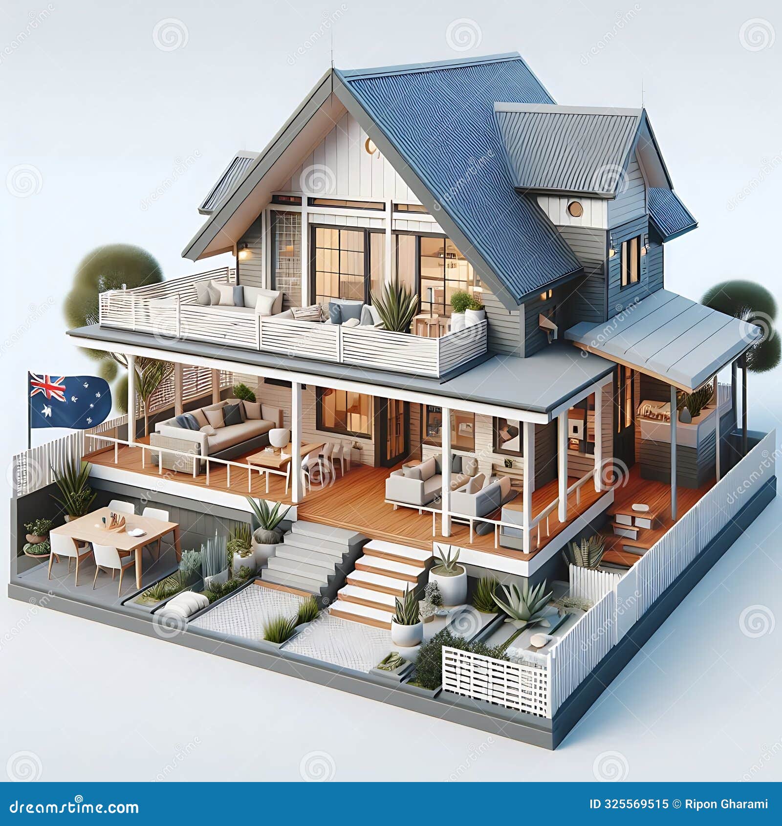 3D Rendering of House Exterior with Clipping Path. 3D Rendering of ...