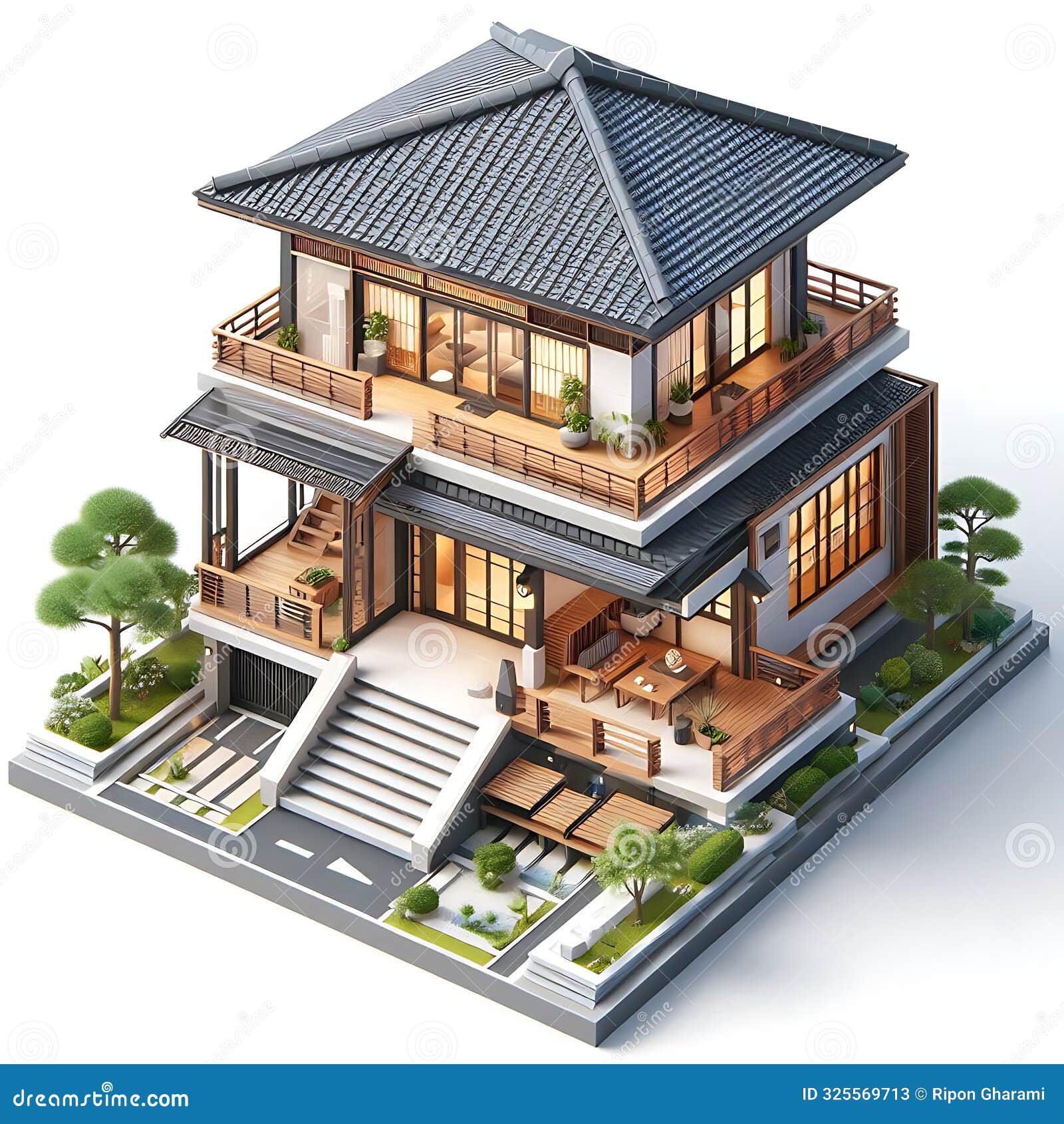 3D Rendering of House Exterior with Clipping Path. 3D Rendering of ...