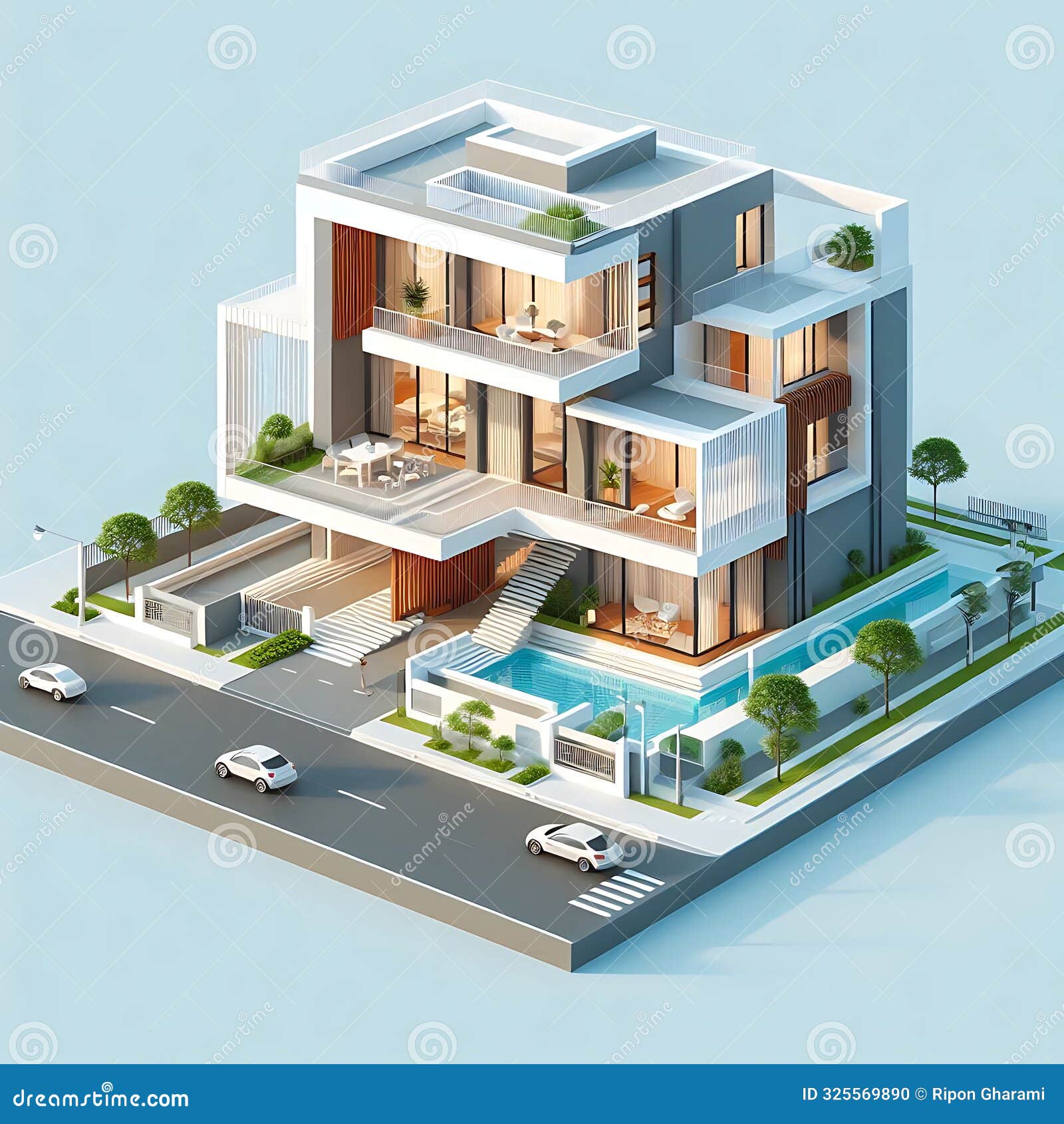 3D Rendering of House Exterior with Clipping Path. 3D Rendering of ...