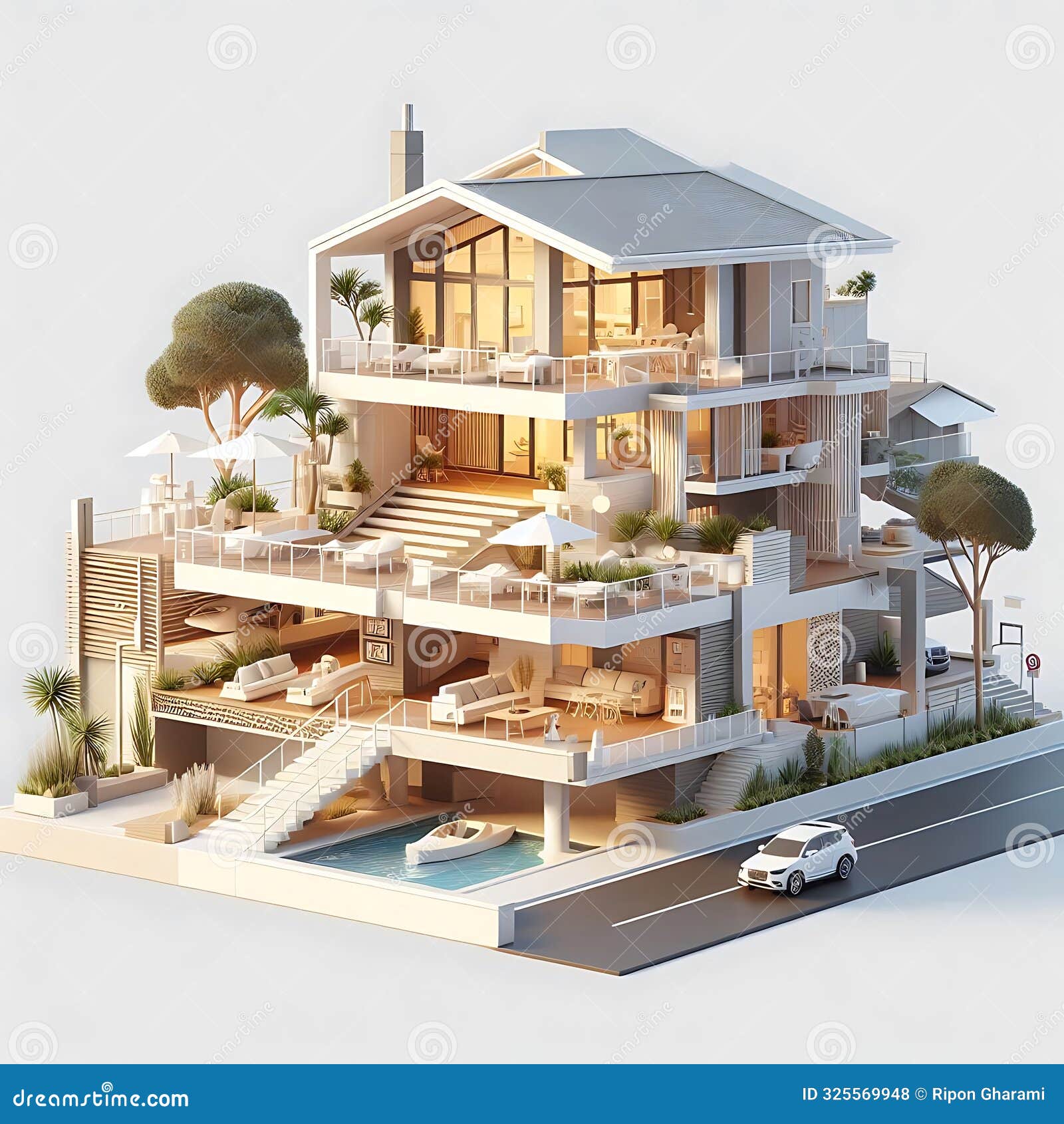 3D Rendering of House Exterior with Clipping Path. 3D Rendering of ...