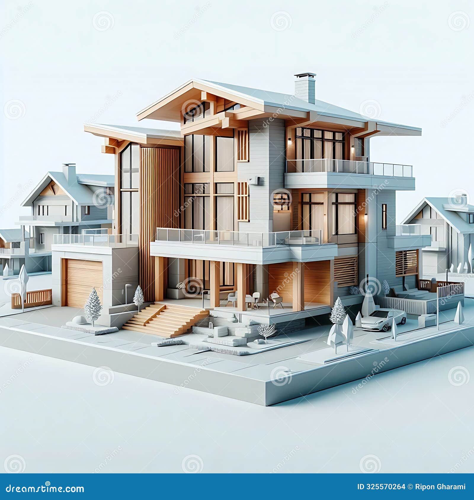 3D Rendering of House Exterior with Clipping Path. 3D Rendering of ...