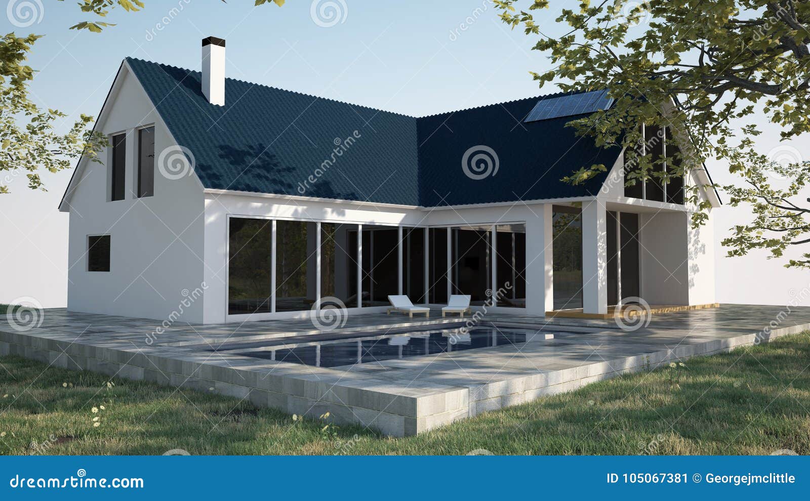 3d Rendering of House Exterior Stock Illustration - Illustration of ...