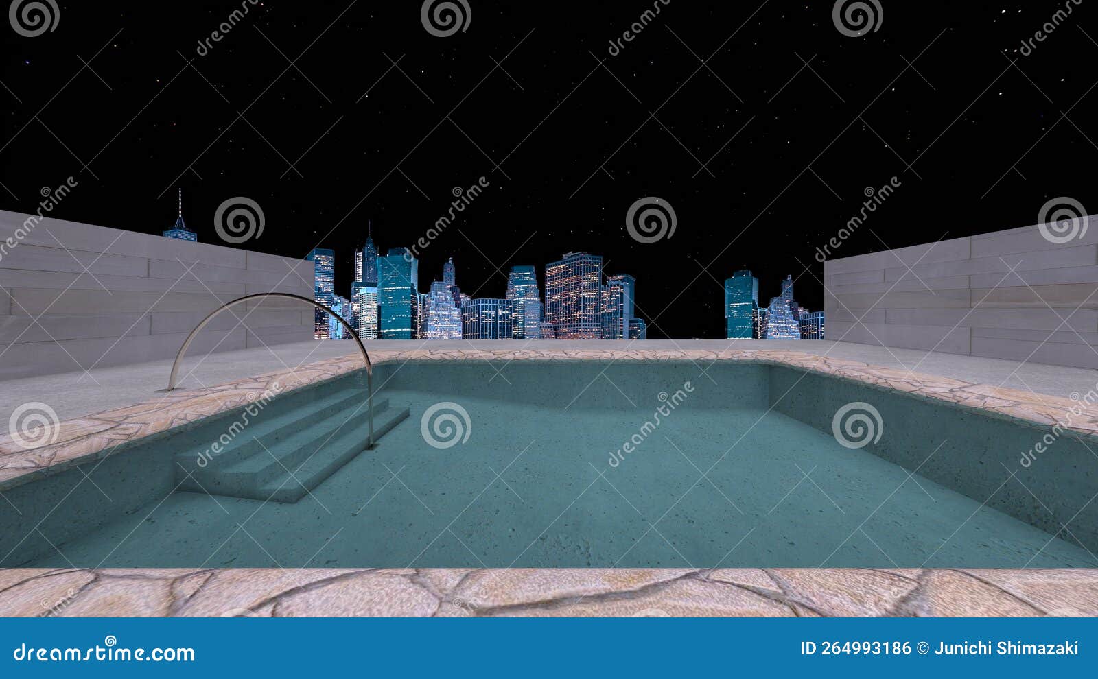 3D Rendering of the House with Rooftop Swimming Pool Stock Illustration ...