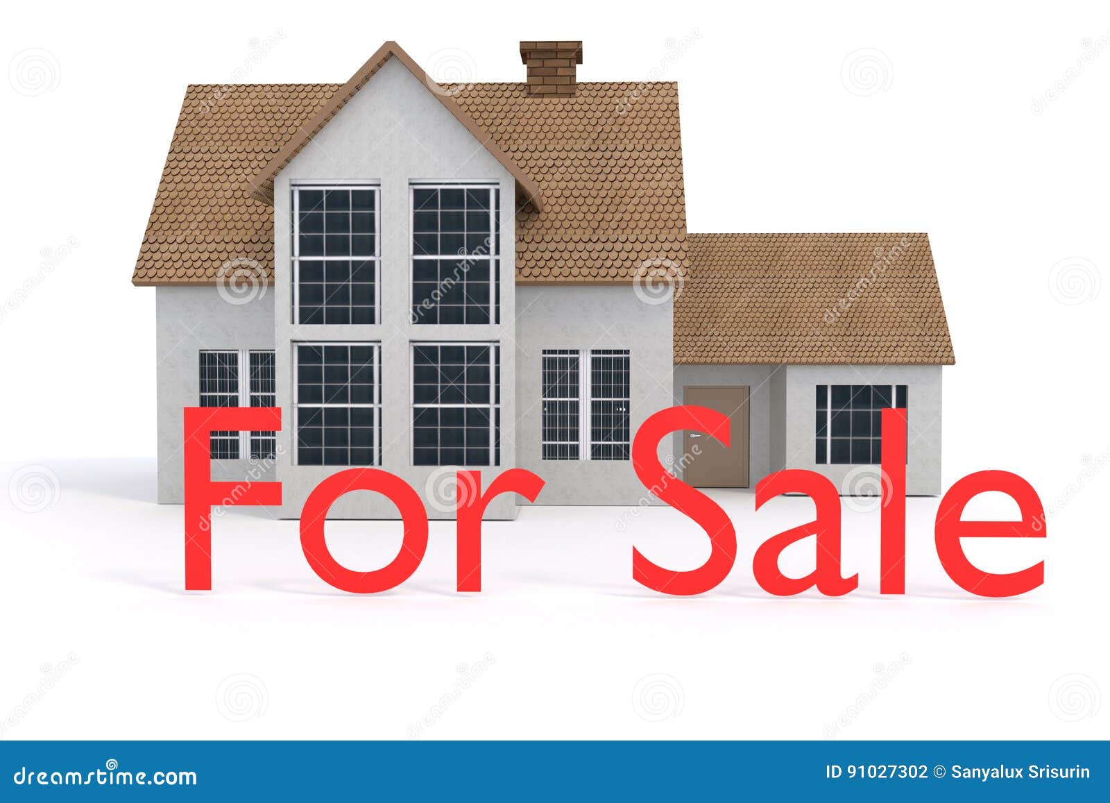 3D Rendering of a House with for Sale Sign Stock Illustration ...