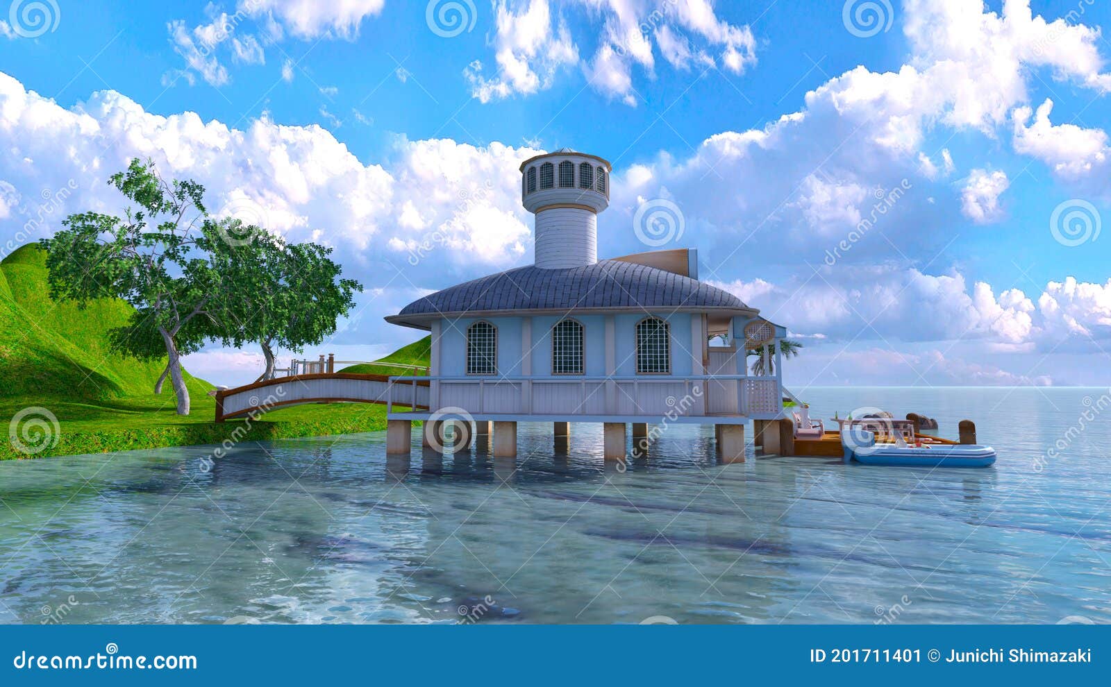 3D Rendering of House by the Sea Stock Illustration - Illustration of ...