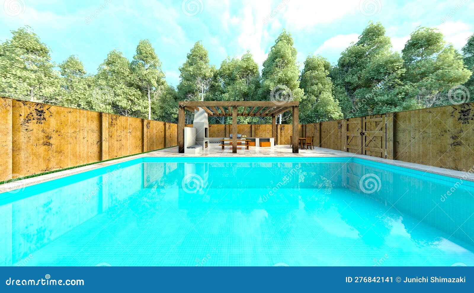 3D Rendering of the House with Swimming Pool Stock Illustration ...