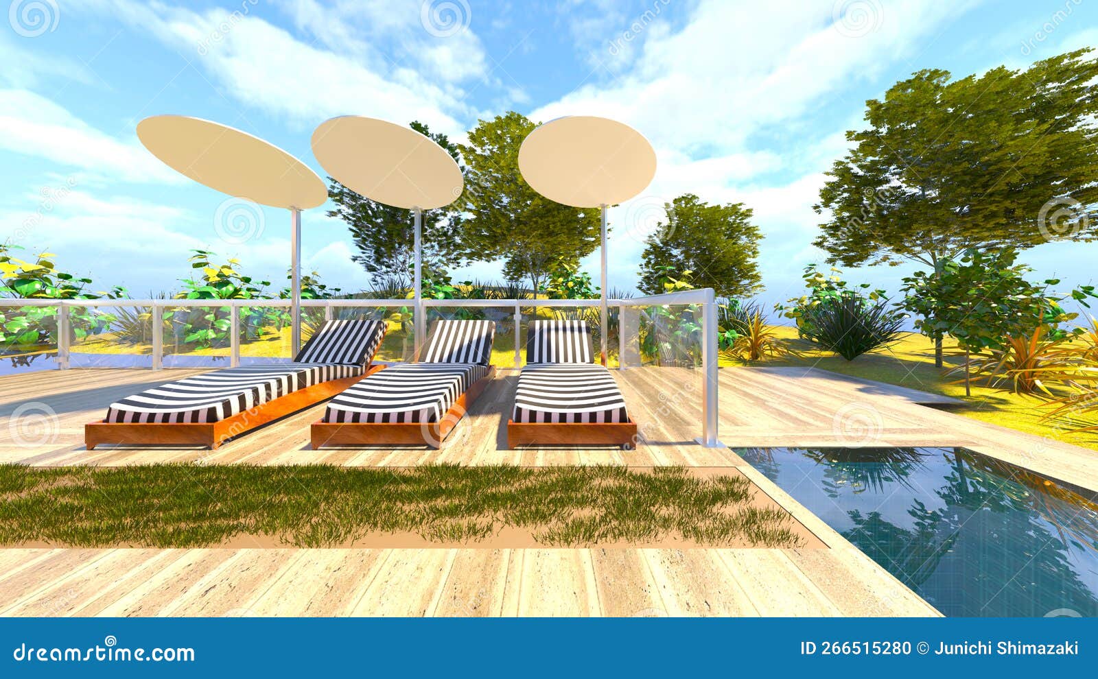 3D Rendering of the House with Swimming Pool Stock Illustration ...