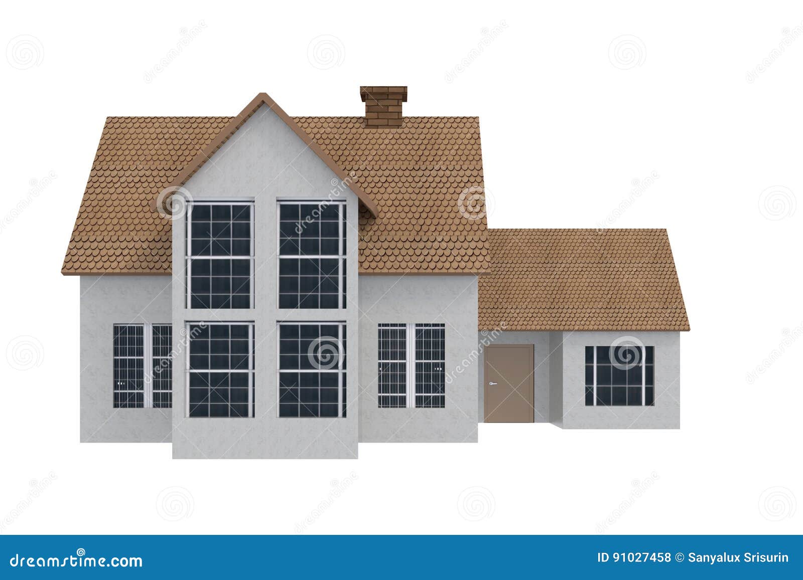3D Rendering of House on White Background Stock Illustration ...