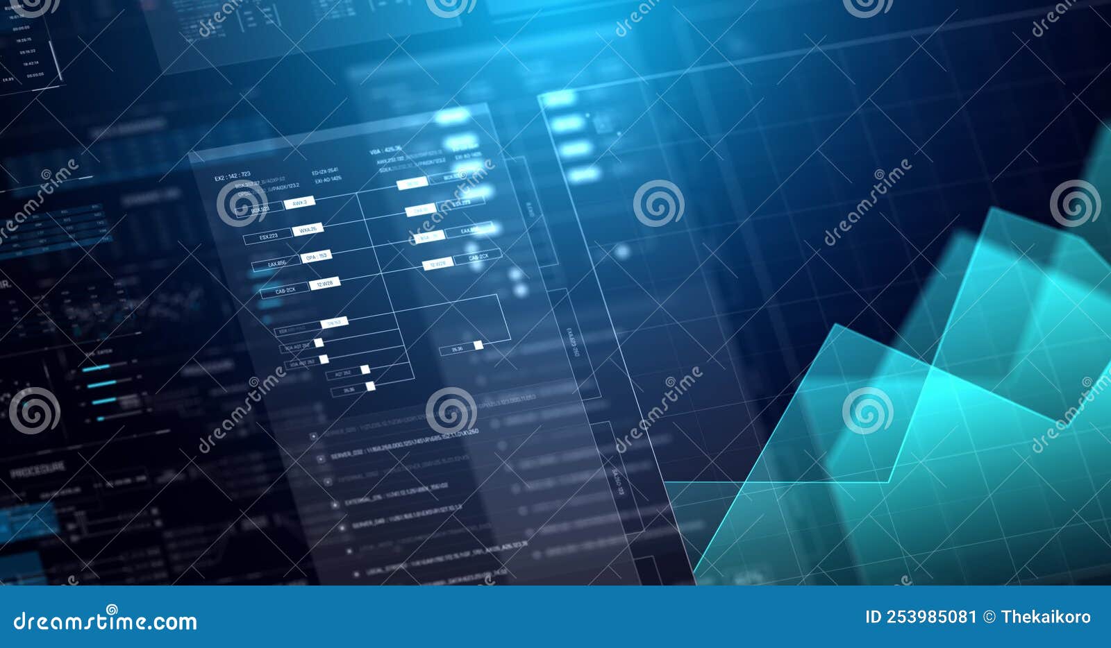 3D Rendering HUD Head Up Display Interface with Graph Bar Statistic ...