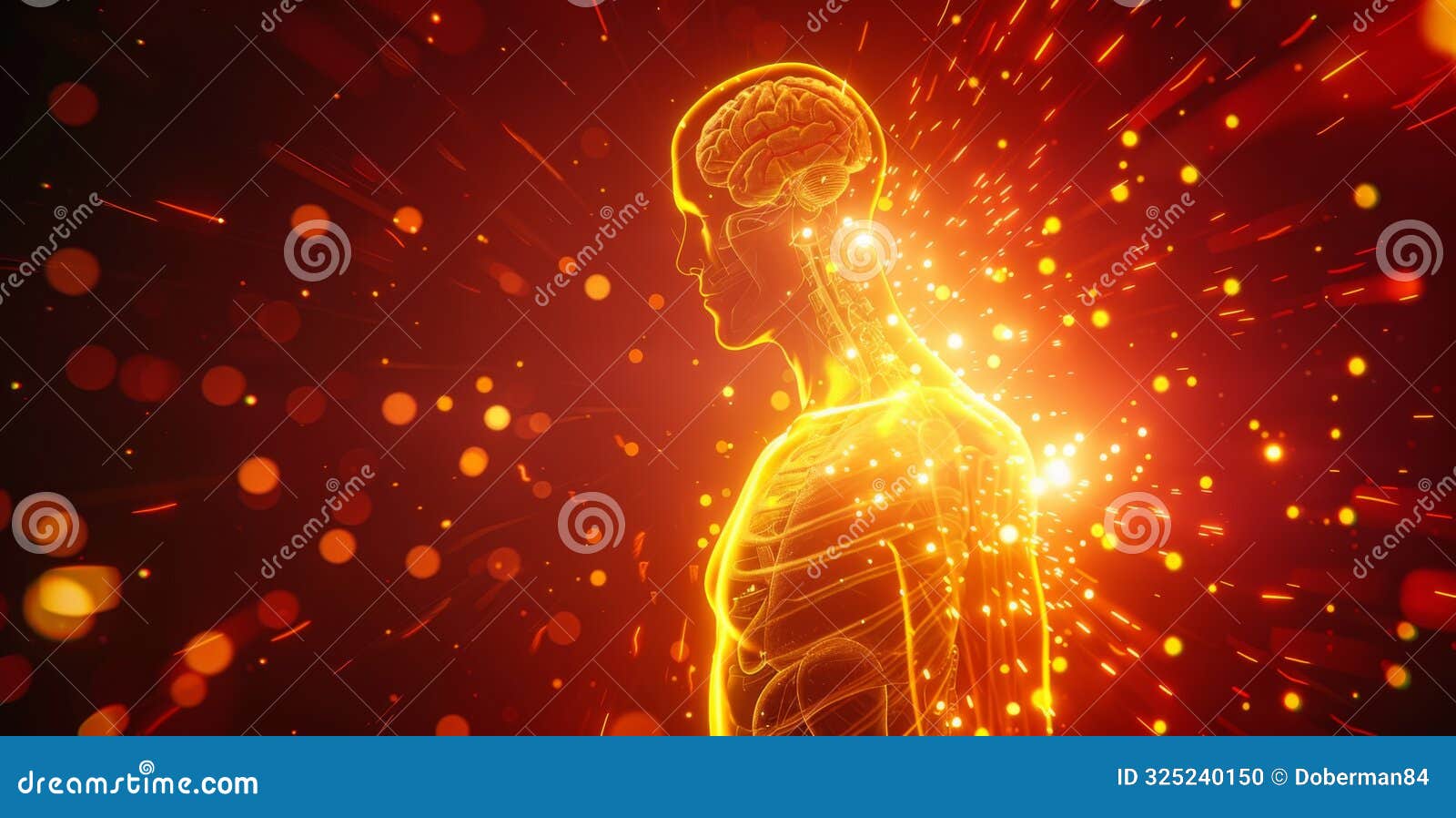 3D Rendering of the Human Body Highlighting the Brain and Neural ...