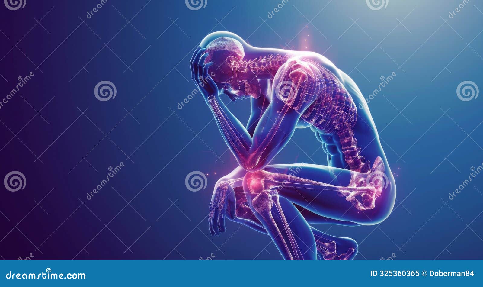 Human Body with Highlighted Joint Pain in Skeletal System, Showcasing ...
