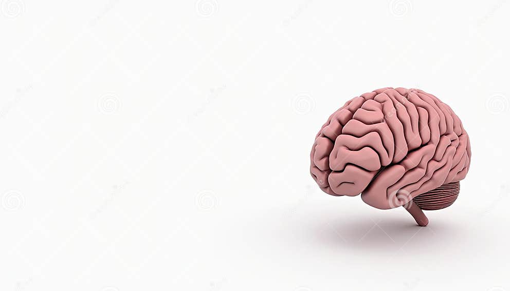 3D Rendering of a Human Brain Against a Plain White Background ...