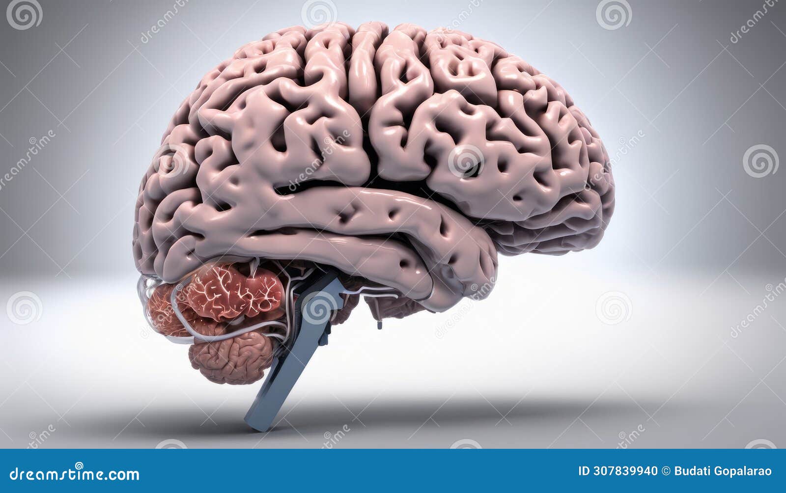 3D Rendering of a Human Brain with Detailed Internal Structures Stock ...