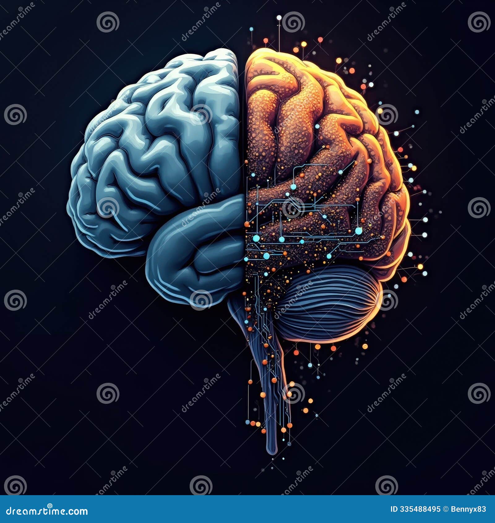 Human Brain with Digital Connections - Concept of Artificial ...