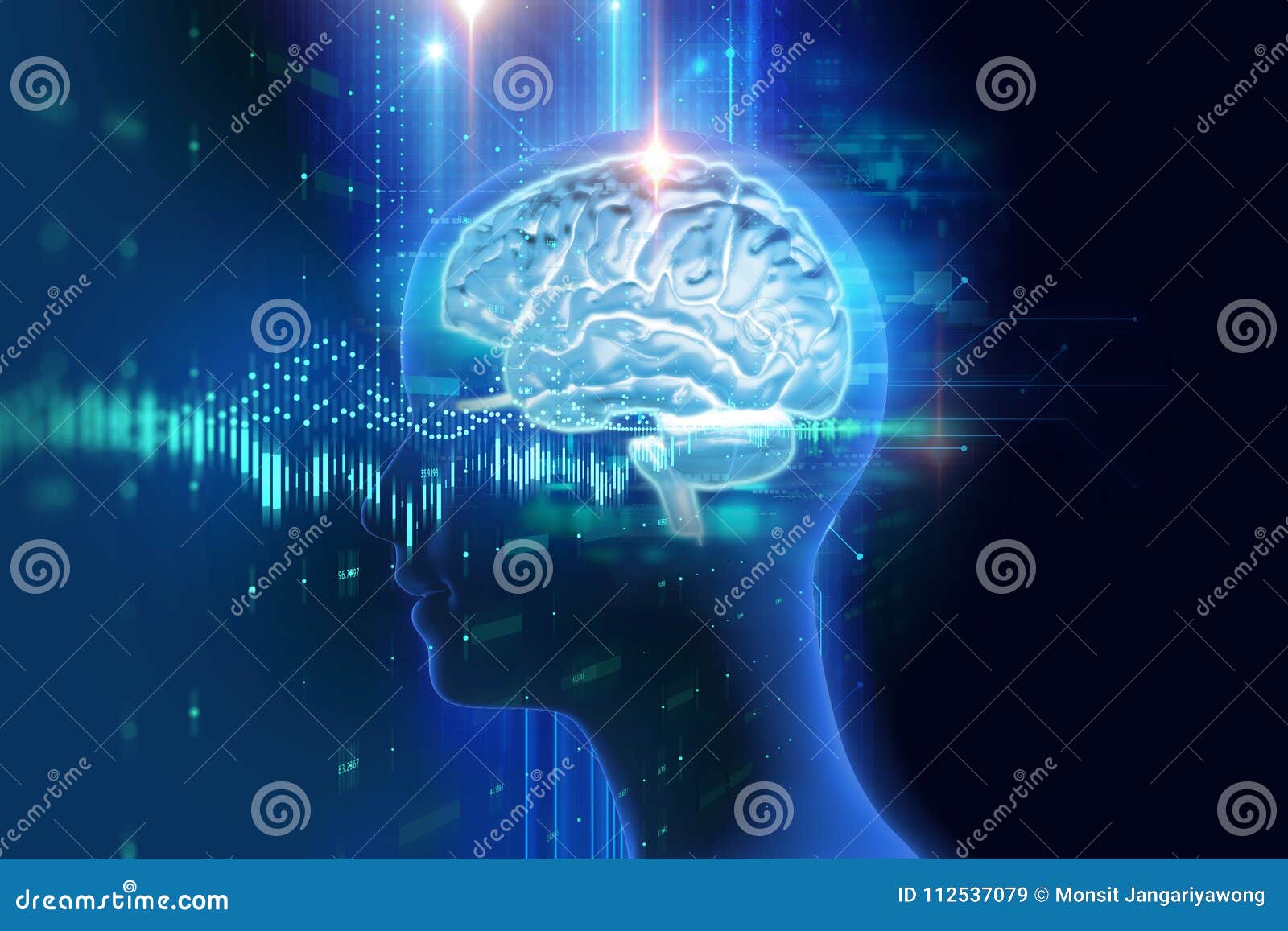 3d Rendering of Human Brain on Technology Background Stock Illustration ... 3d Rendering of Human Brain on Technology Background Stock Illustration ...