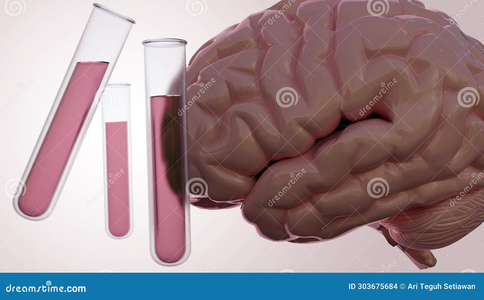 3d Rendering of a Human Brain and Test Tube Stock Photo - Image of ...
