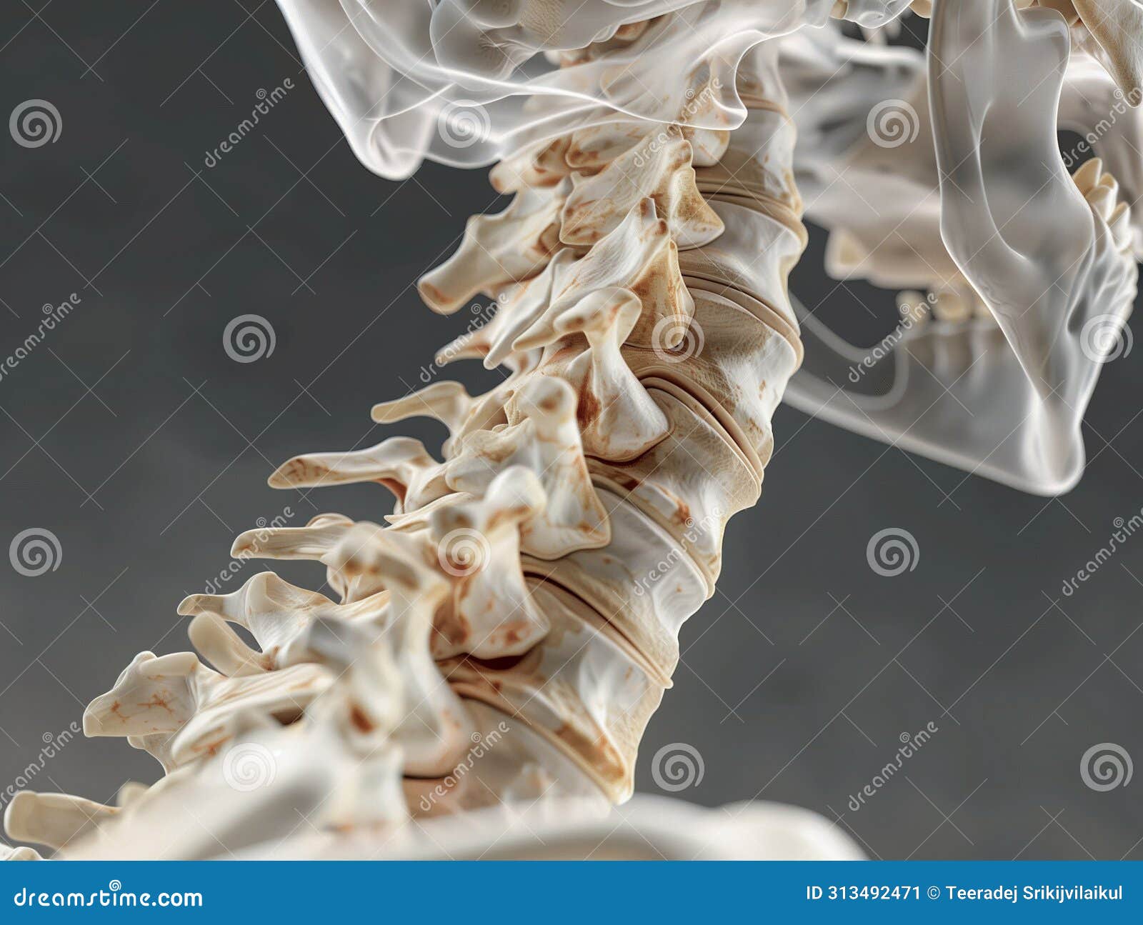 3D Rendering of Human Cervical Spinal Anatomy. Generative AI Stock ...
