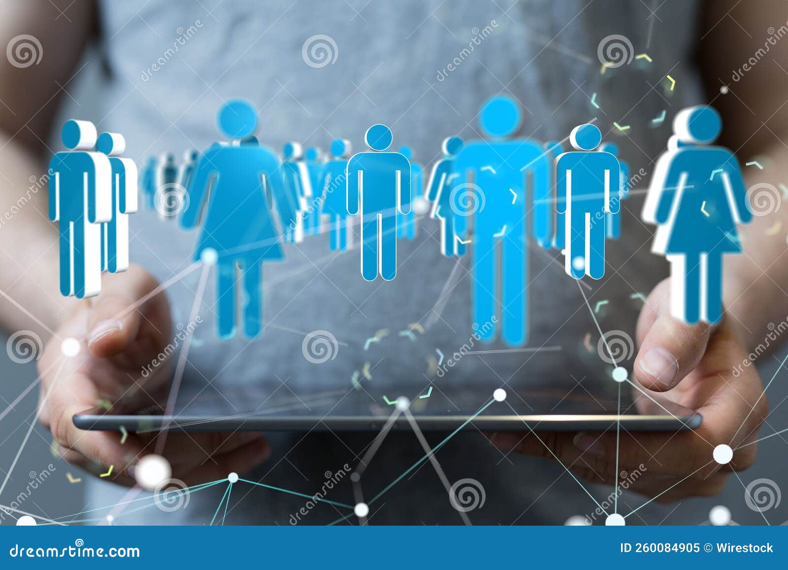 3D Rendering of Human Communication Icons Floating Above a Tablet Stock ...