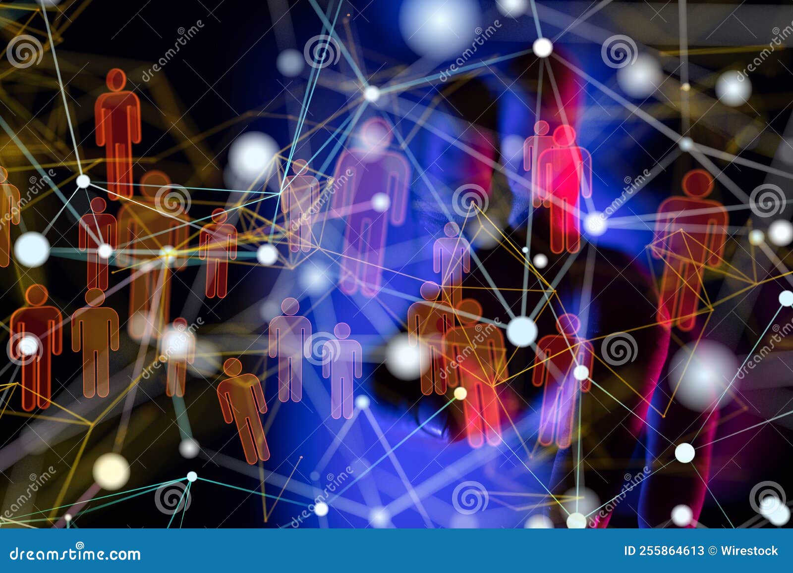 3D Rendering of Human Figures with Connecting Lines and Dots Stock ...