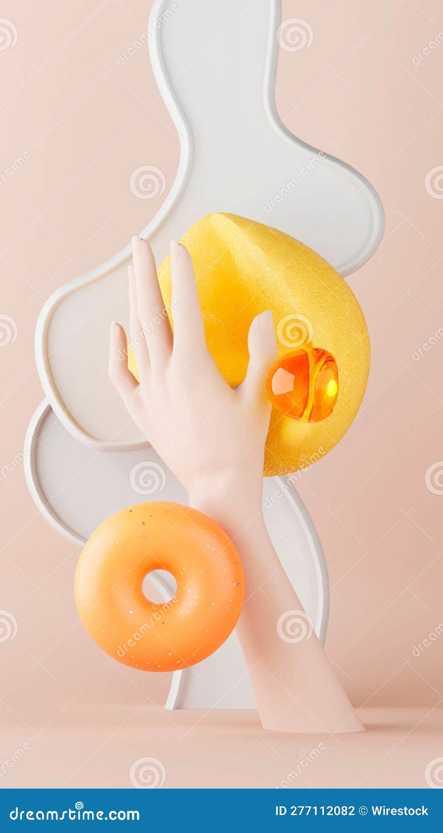 3D Rendering of a Human Hand Stretched Out through Yellow and White ...