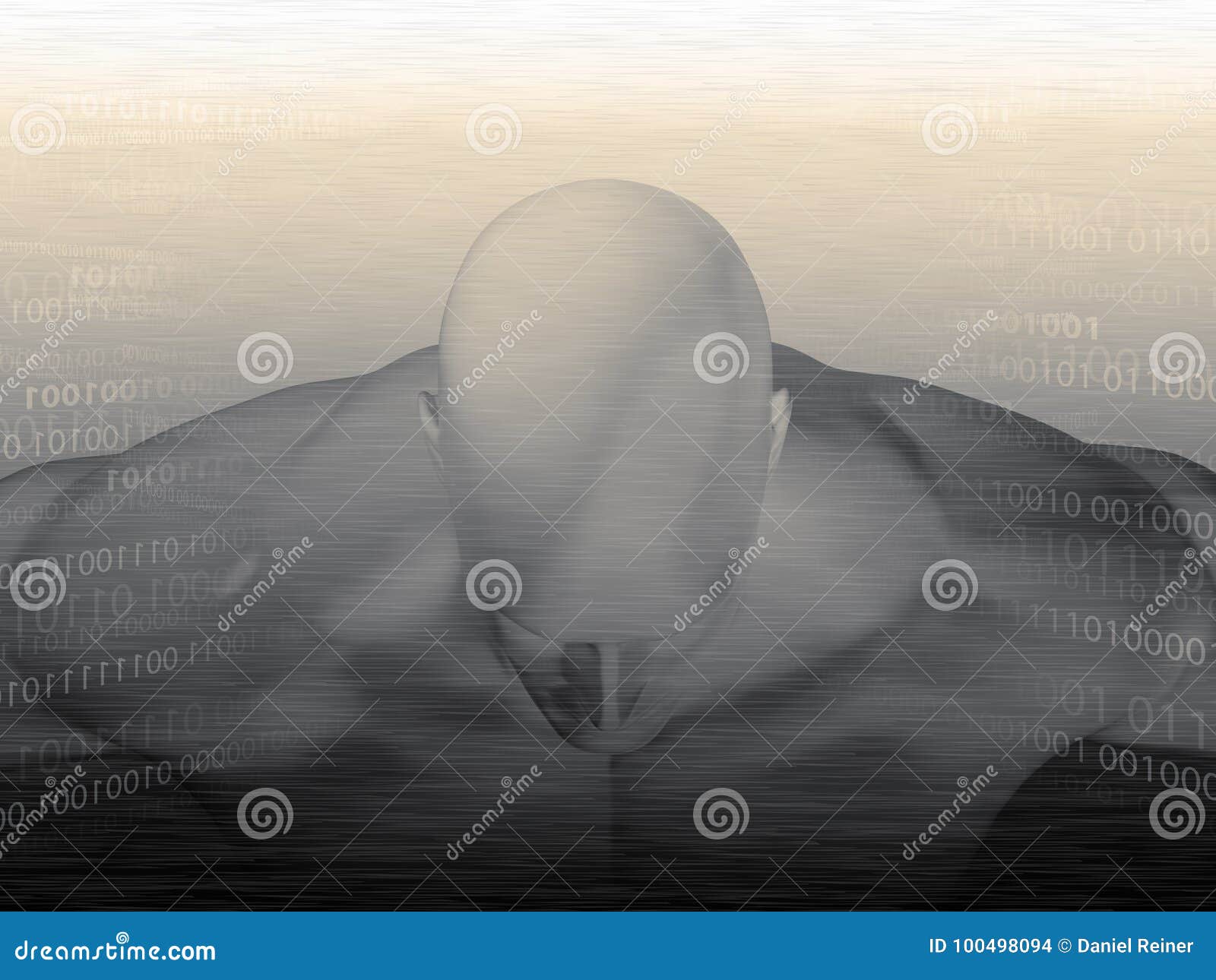 3D Rendering of Human Head with Binary Code Stock Illustration ...