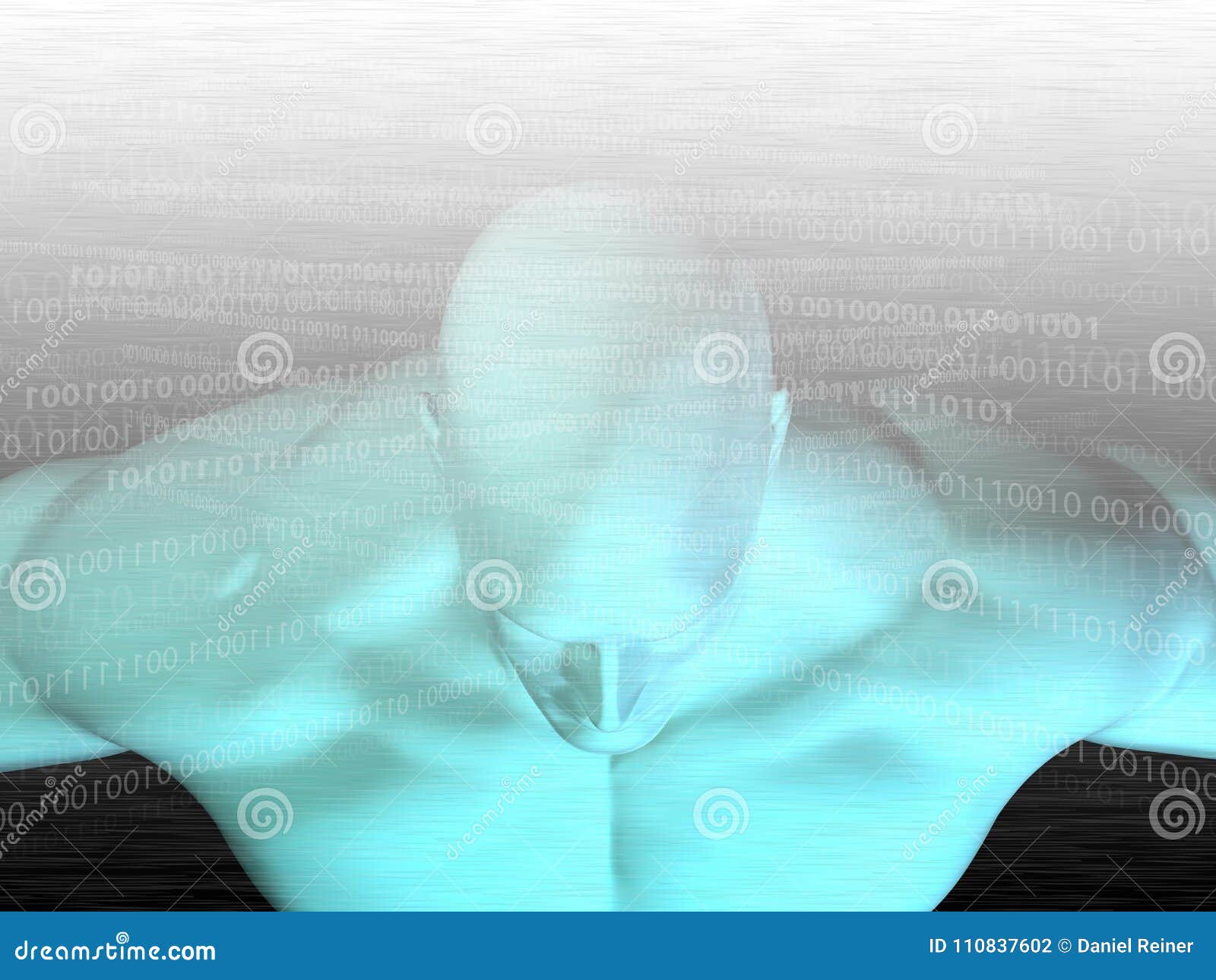 3d Rendering Of Human Head With Binary Code Stock Illustration Illustration Of Binary Element