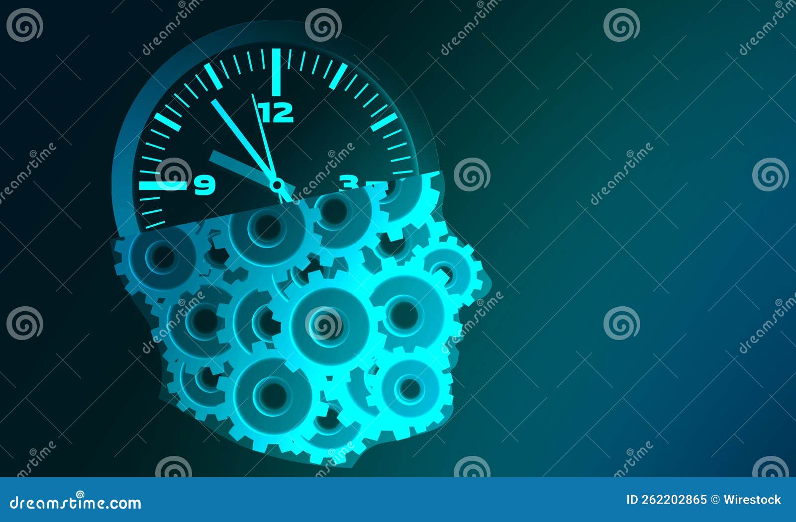 3d Rendering of Human Head with Cogs and Clock- Concept for Business ...