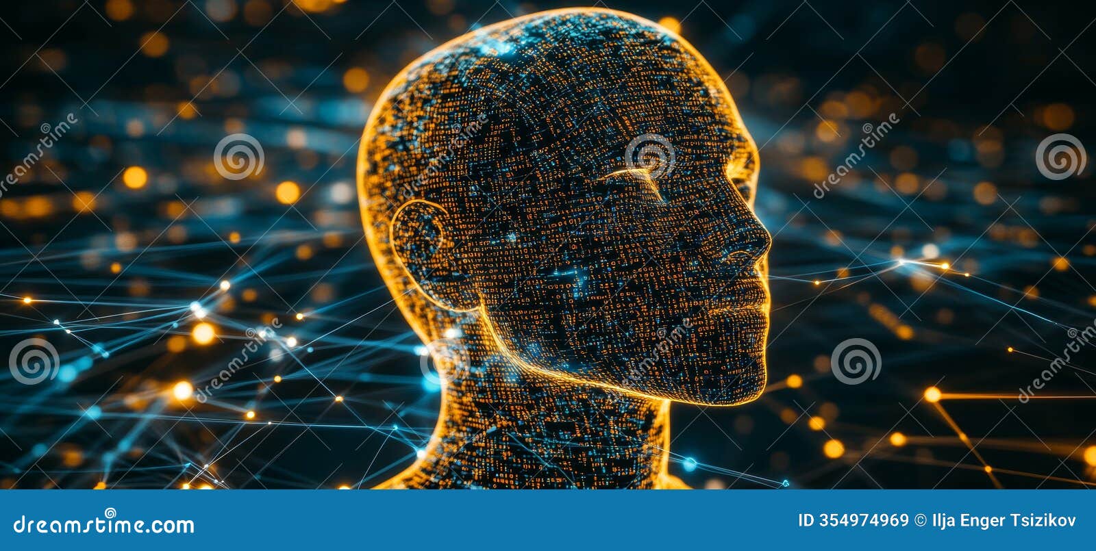 3D Rendering of Human Head with Neural Network, Futuristic AI ...