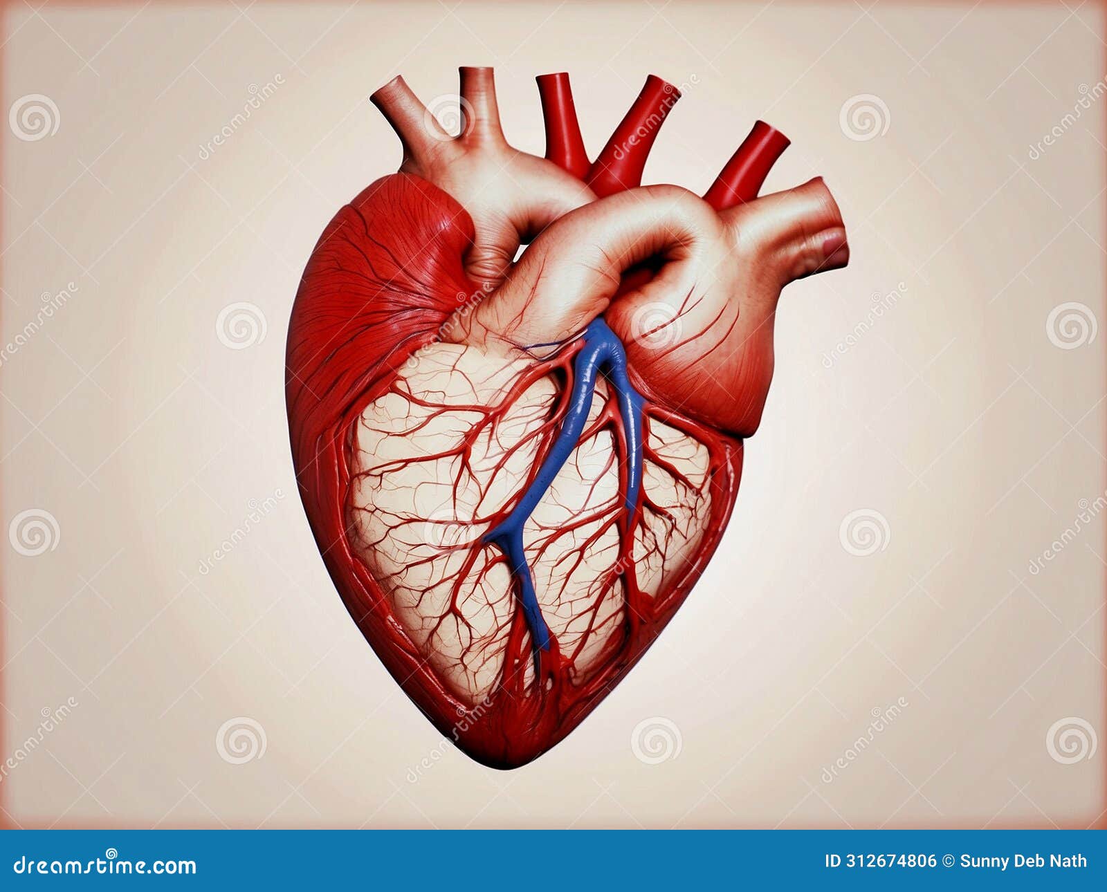 Human Heart with Circulatory System 3d Rendering. Generative AI Stock ...