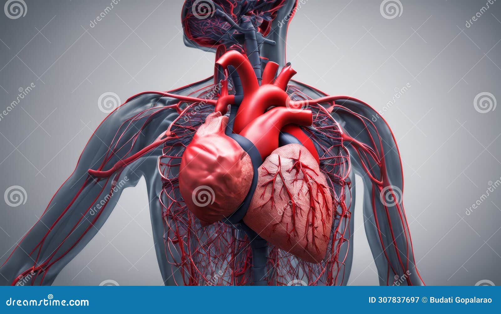 3D Rendering of Human Heart and Circulatory System Stock Illustration ...