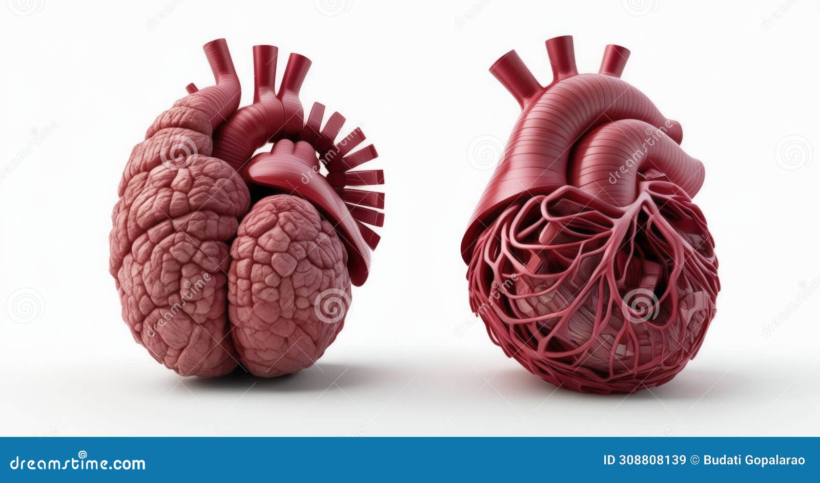 3D Rendering of a Human Heart, Split into Two Halves, Showcasing Its ...
