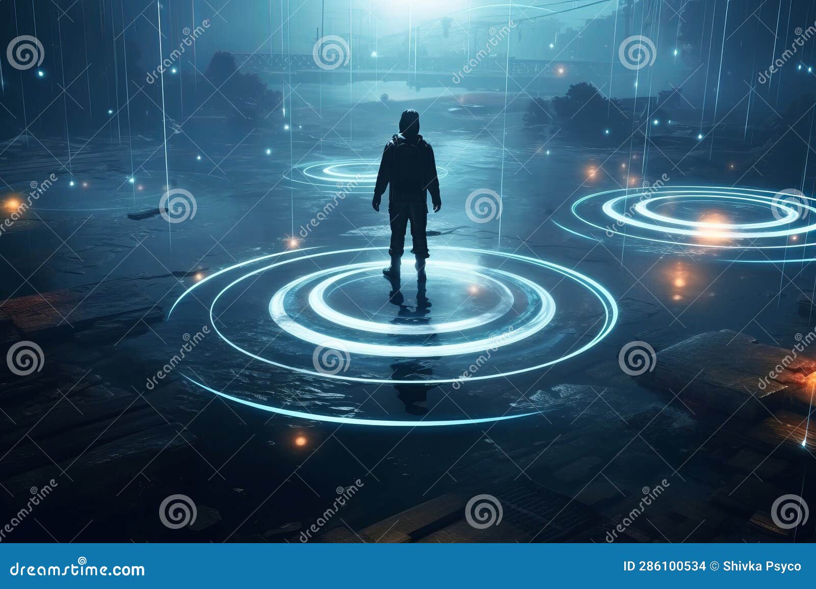 3d Rendering of Human Inside Magic Circles Generative AI Stock ...