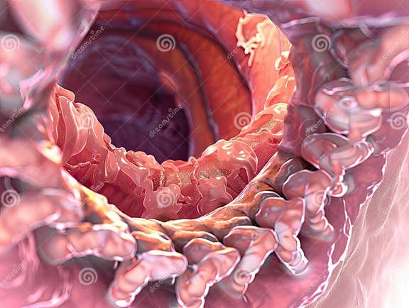 3D Rendering of a Human Intestine Showcasing the Intricate Internal ...
