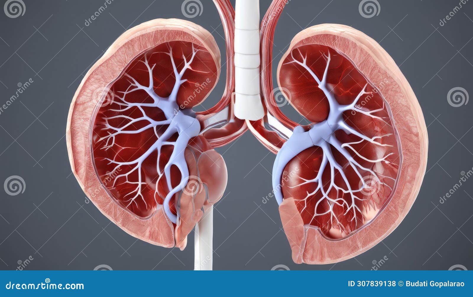 3D Rendering of Human Kidneys with Vascular System Stock Illustration ...