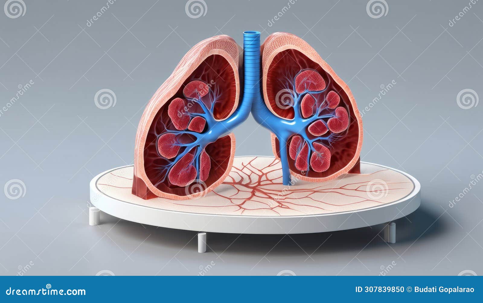 3D Rendering of a Human Lung with Detailed Vascular Structure Stock ...