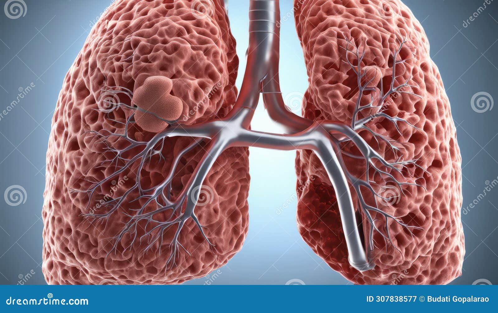 3D Rendering of Human Lungs with Bronchial Tree and Alveoli Stock ...