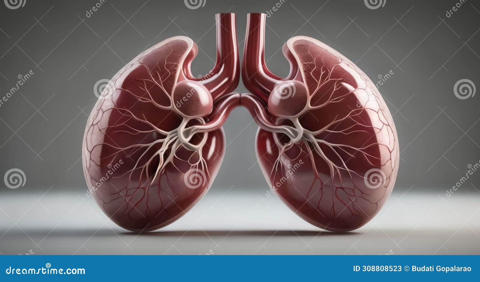 3D Rendering of Human Lungs with Detailed Capillary Network Stock ...