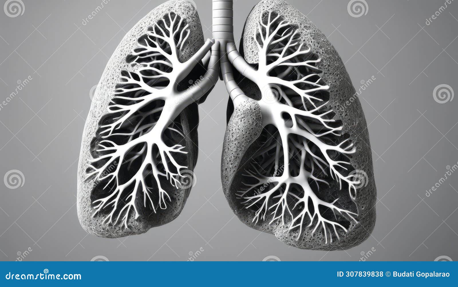 3D Rendering of Human Lungs with Intricate Bronchial Tree Structure ...