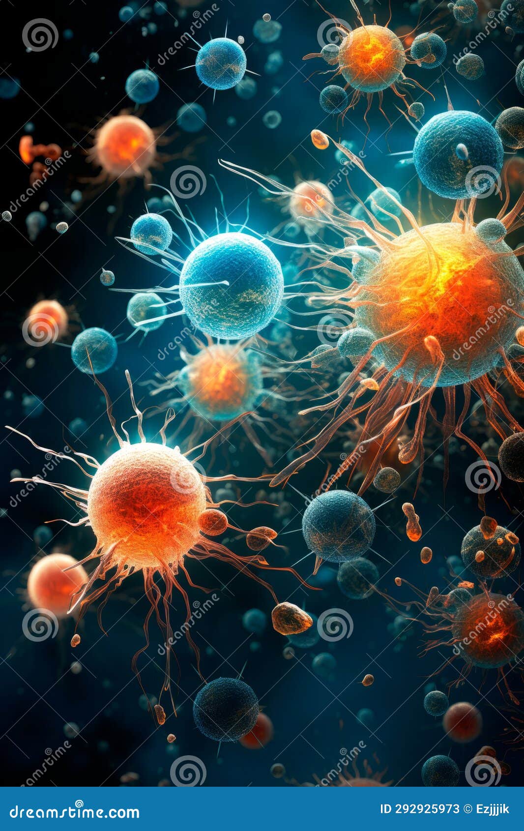 3D Rendering of Human Stem or Embryonic Stem Cells Under a Microscope ...