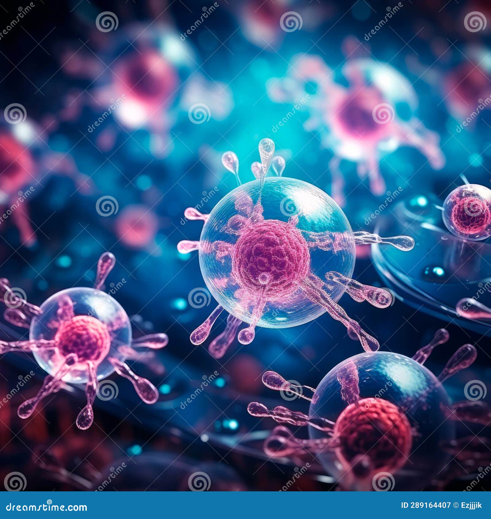 3D Rendering of Human Stem or Embryonic Stem Cells Under a Microscope ...
