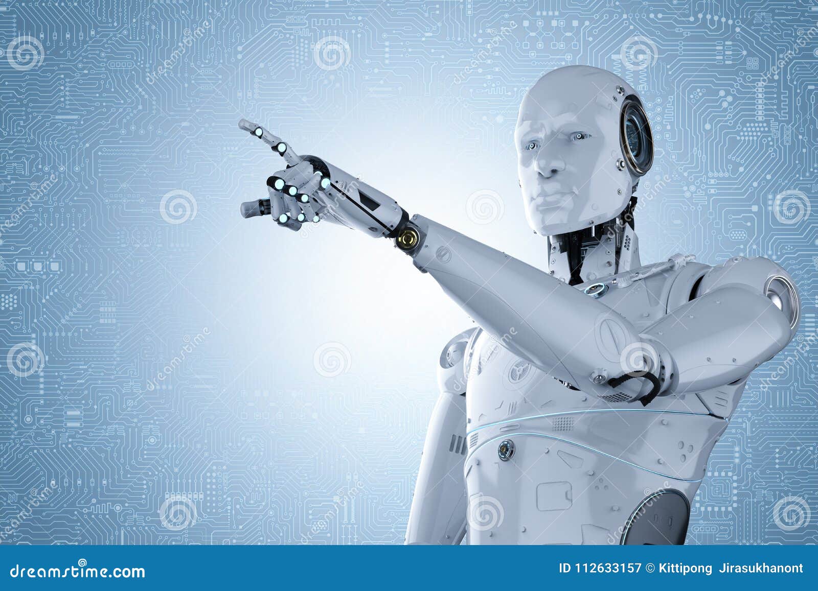 Robot hand pointing stock illustration. Illustration of cyborg - 112633157